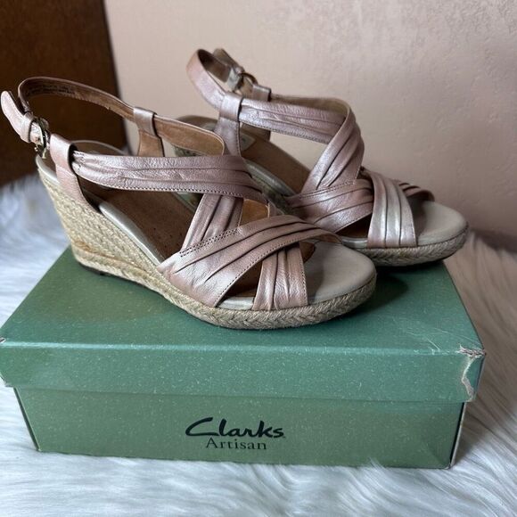 Clarks | Shoes | Clarks Artisan Shutter Shadeespadrille Wedge Sandals ...